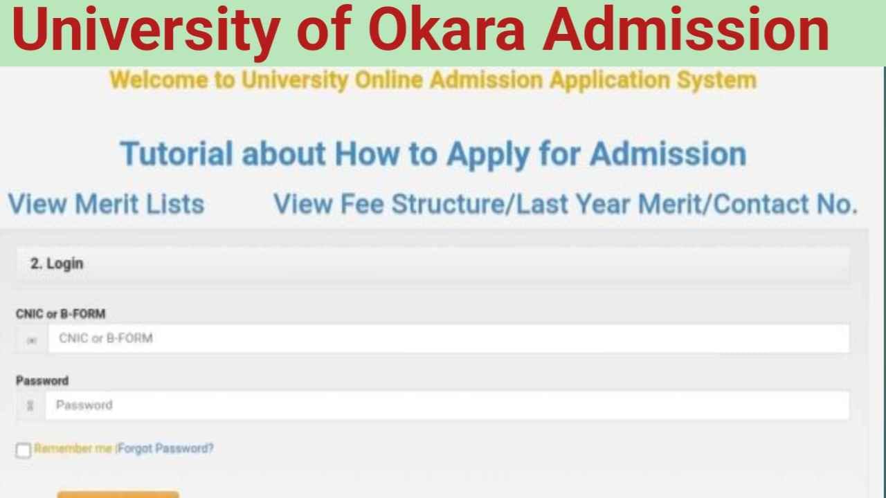 University of Okara Admission 2023 Online Apply via www.uo.edu.pk ...